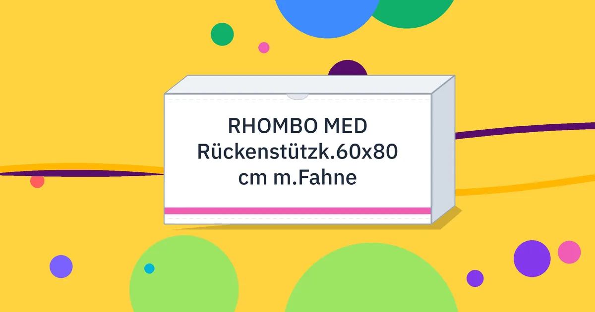 Symbolbild: Packung mit der Aufschrift RHOMBO MED Rückenstützk.60x80 cm m.Fahne (PZN 03947852) – Verfügbarkeit und Bezug in Apotheken in Frankfurt am Main