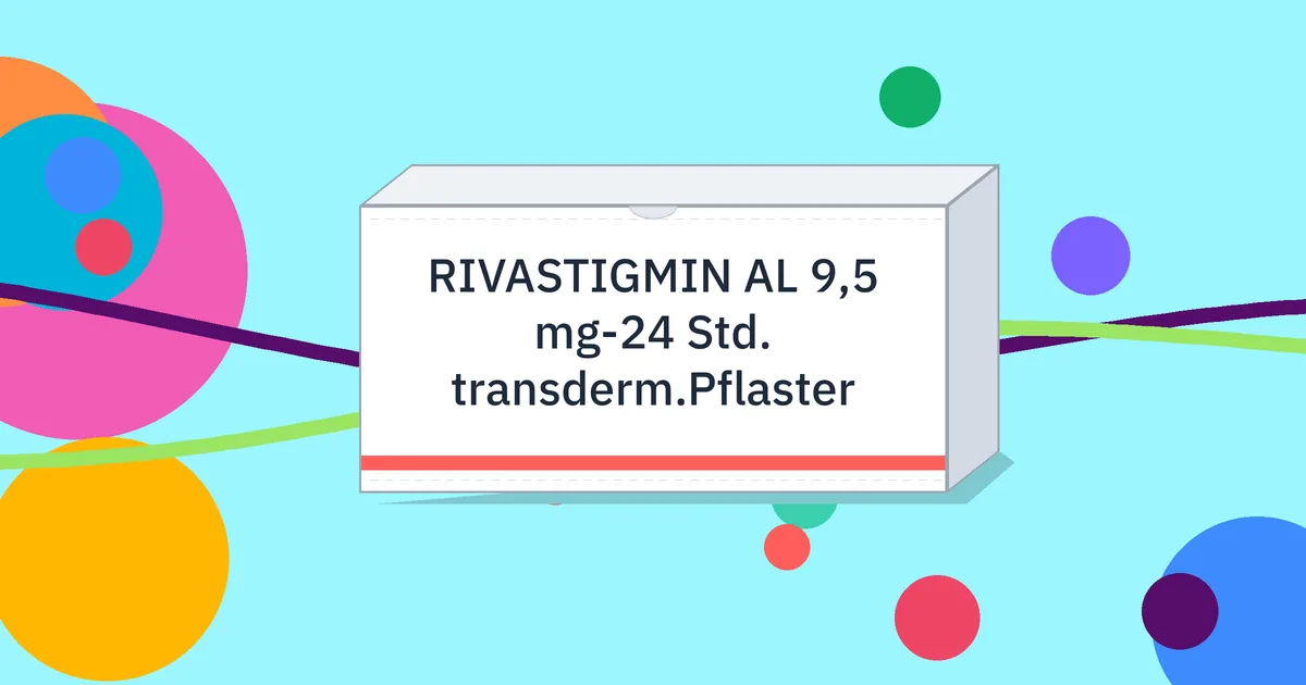 Symbolbild: Packung mit der Aufschrift RIVASTIGMIN AL 9,5 mg-24 Std. transderm.Pflaster (PZN 04369848) – Verfügbarkeit und Bezug in Apotheken in Frankfurt am Main