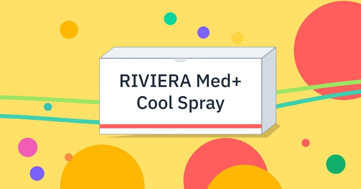 Symbolbild: Packung mit der Aufschrift RIVIERA Med+ Cool Spray (PZN 15865645) – Verfügbarkeit und Bezug in Apotheken in Frankfurt am Main