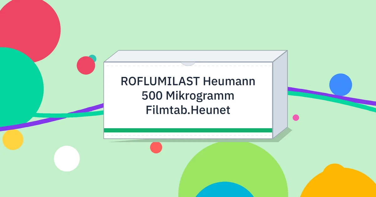 Symbolbild: Packung mit der Aufschrift ROFLUMILAST Heumann 500 Mikrogramm Filmtab.Heunet (PZN 18863032) – Verfügbarkeit und Bezug in Apotheken in Frankfurt am Main