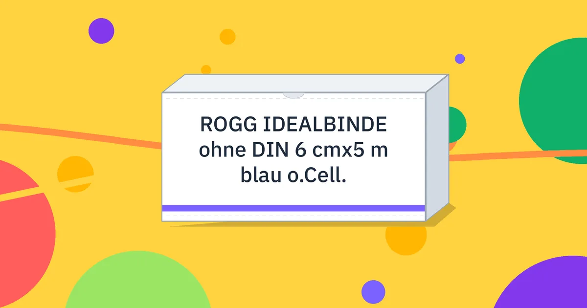 Symbolbild: Packung mit der Aufschrift ROGG IDEALBINDE ohne DIN 6 cmx5 m blau o.Cell. (PZN 16530763) – Verfügbarkeit und Bezug in Apotheken in Frankfurt am Main