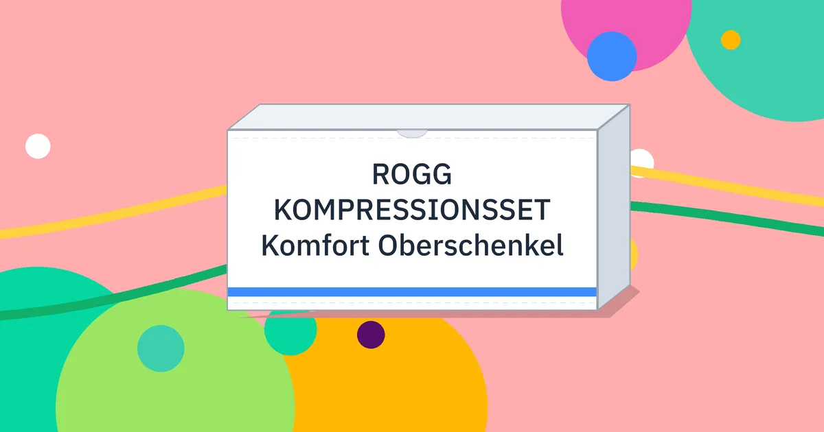 Symbolbild: Packung mit der Aufschrift ROGG KOMPRESSIONSSET Komfort Oberschenkel (PZN 20597744) – Verfügbarkeit und Bezug in Apotheken in Frankfurt am Main