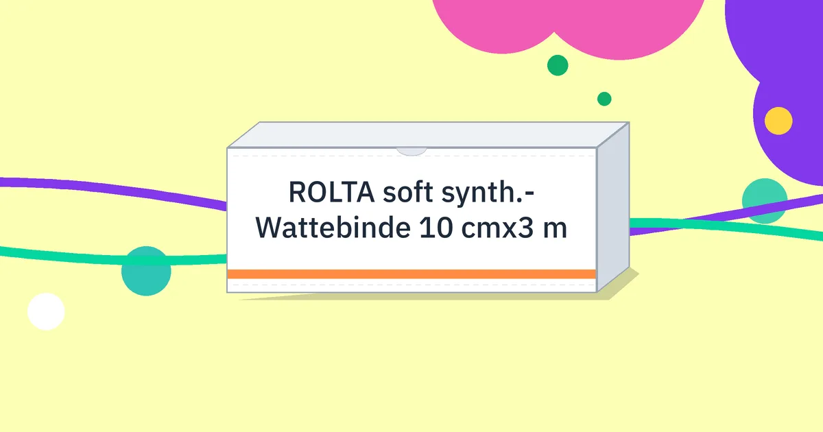 Symbolbild: Packung mit der Aufschrift ROLTA soft synth.-Wattebinde 10 cmx3 m (PZN 15615173) – Verfügbarkeit und Bezug in Apotheken in Frankfurt am Main