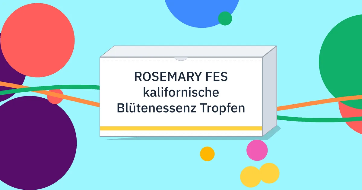 Symbolbild: Packung mit der Aufschrift ROSEMARY FES kalifornische Blütenessenz Tropfen (PZN 09172725) – Verfügbarkeit und Bezug in Apotheken in Frankfurt am Main