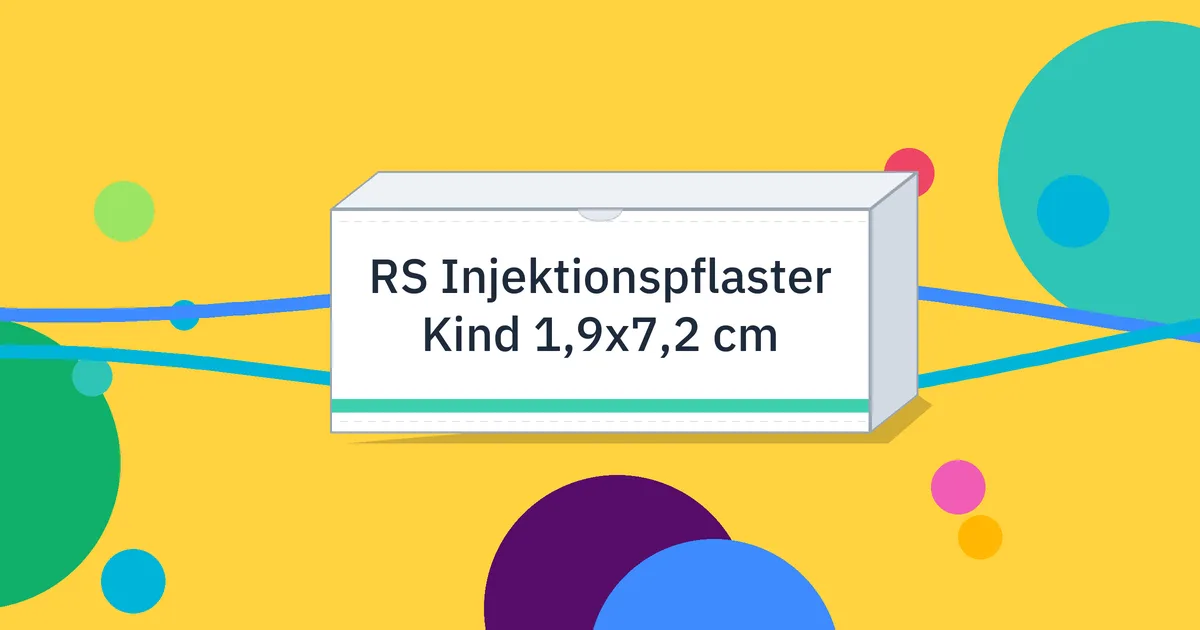Symbolbild: Packung mit der Aufschrift RS Injektionspflaster Kind 1,9x7,2 cm (PZN 05965883) – Verfügbarkeit und Bezug in Apotheken in Frankfurt am Main