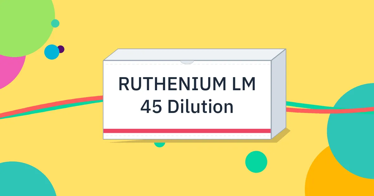 Symbolbild: Packung mit der Aufschrift RUTHENIUM LM 45 Dilution (PZN 13174397) – Verfügbarkeit und Bezug in Apotheken in Frankfurt am Main