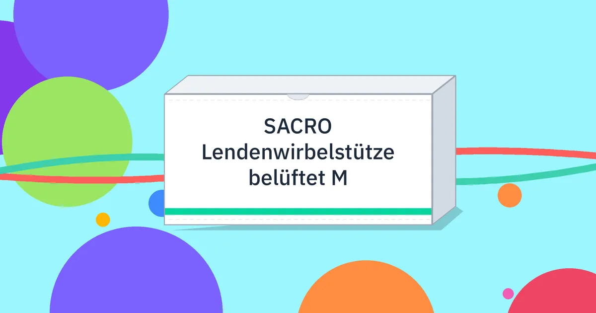 Symbolbild: Packung mit der Aufschrift SACRO Lendenwirbelstütze belüftet M (PZN 19071184) – Verfügbarkeit und Bezug in Apotheken in Frankfurt am Main