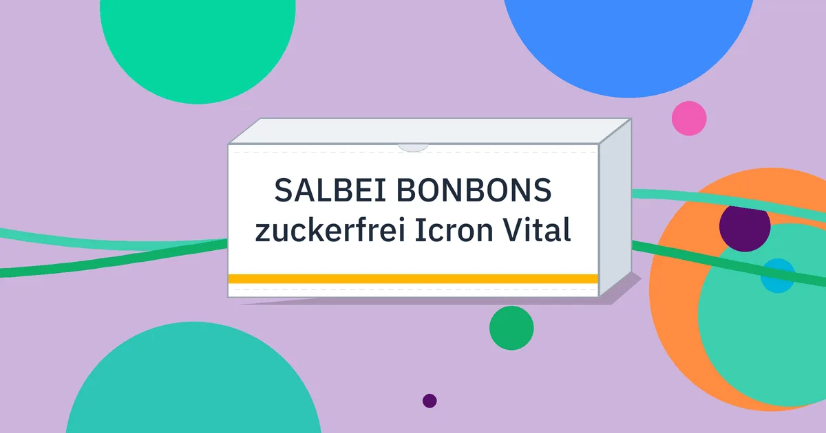 Symbolbild: Packung mit der Aufschrift SALBEI BONBONS zuckerfrei Icron Vital (PZN 09493843) – Verfügbarkeit und Bezug in Apotheken in Frankfurt am Main