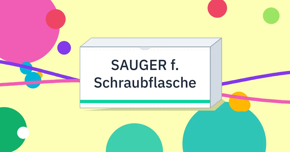 Symbolbild: Packung mit der Aufschrift SAUGER f. Schraubflasche (PZN 01735577) – Verfügbarkeit und Bezug in Apotheken in Frankfurt am Main