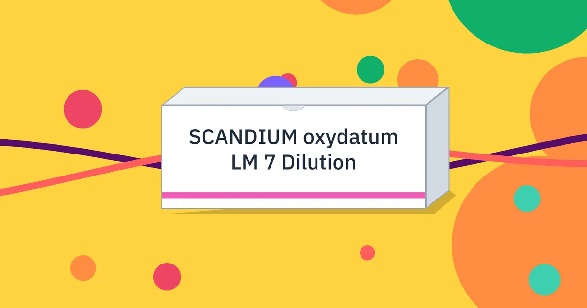 Symbolbild: Packung mit der Aufschrift SCANDIUM oxydatum LM 7 Dilution (PZN 13183485) – Verfügbarkeit und Bezug in Apotheken in Frankfurt am Main