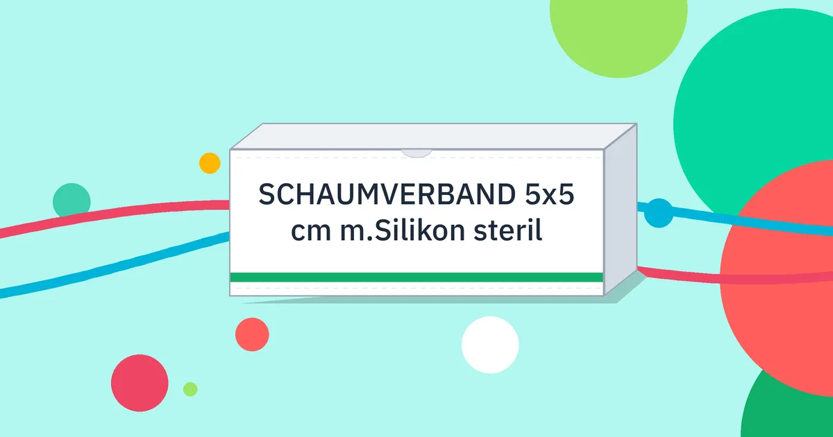 Symbolbild: Packung mit der Aufschrift SCHAUMVERBAND 5x5 cm m.Silikon steril (PZN 19509321) – Verfügbarkeit und Bezug in Apotheken in Frankfurt am Main