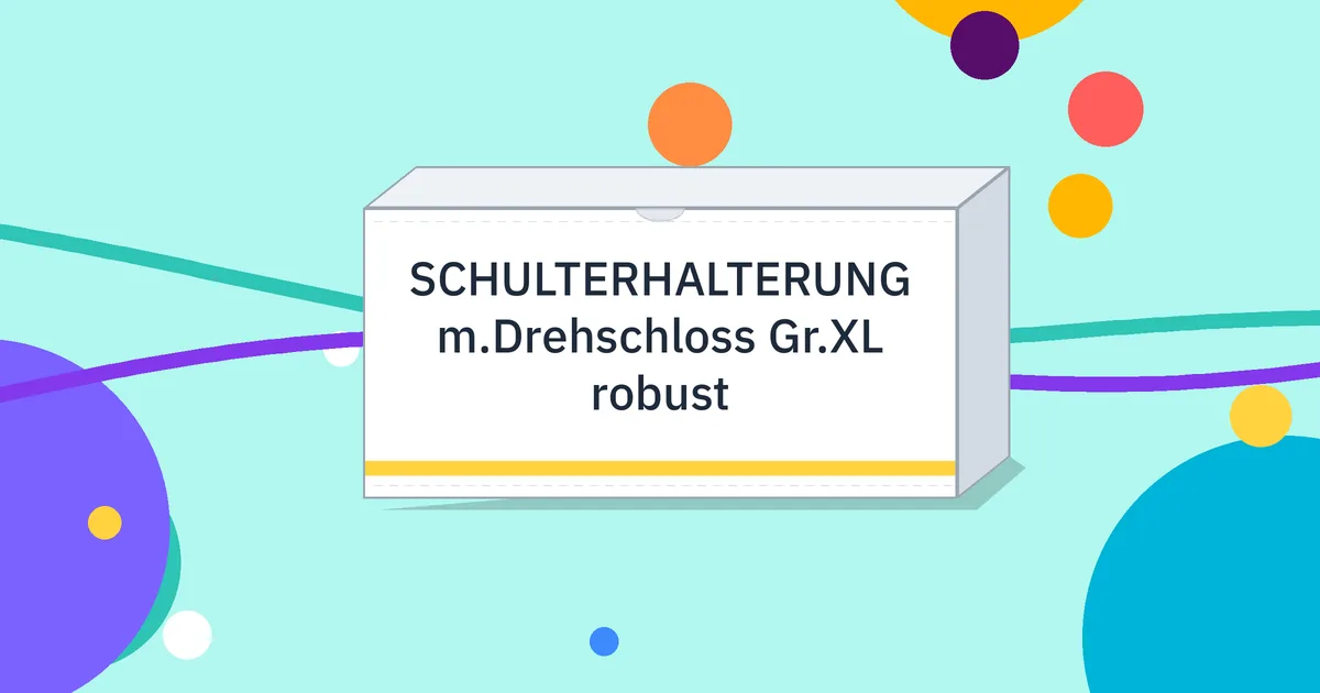Symbolbild: Packung mit der Aufschrift SCHULTERHALTERUNG m.Drehschloss Gr.XL robust (PZN 16014524) – Verfügbarkeit und Bezug in Apotheken in Frankfurt am Main