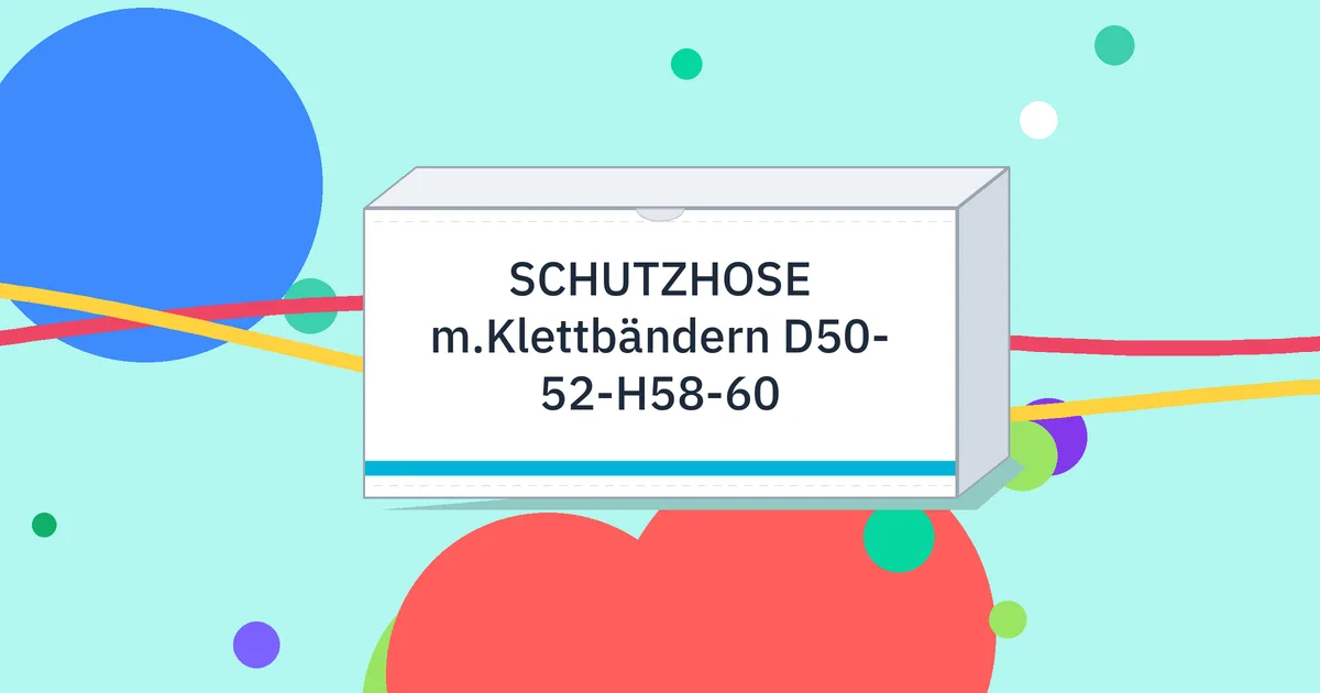 Symbolbild: Packung mit der Aufschrift SCHUTZHOSE m.Klettbändern D50-52-H58-60 (PZN 04433718) – Verfügbarkeit und Bezug in Apotheken in Frankfurt am Main
