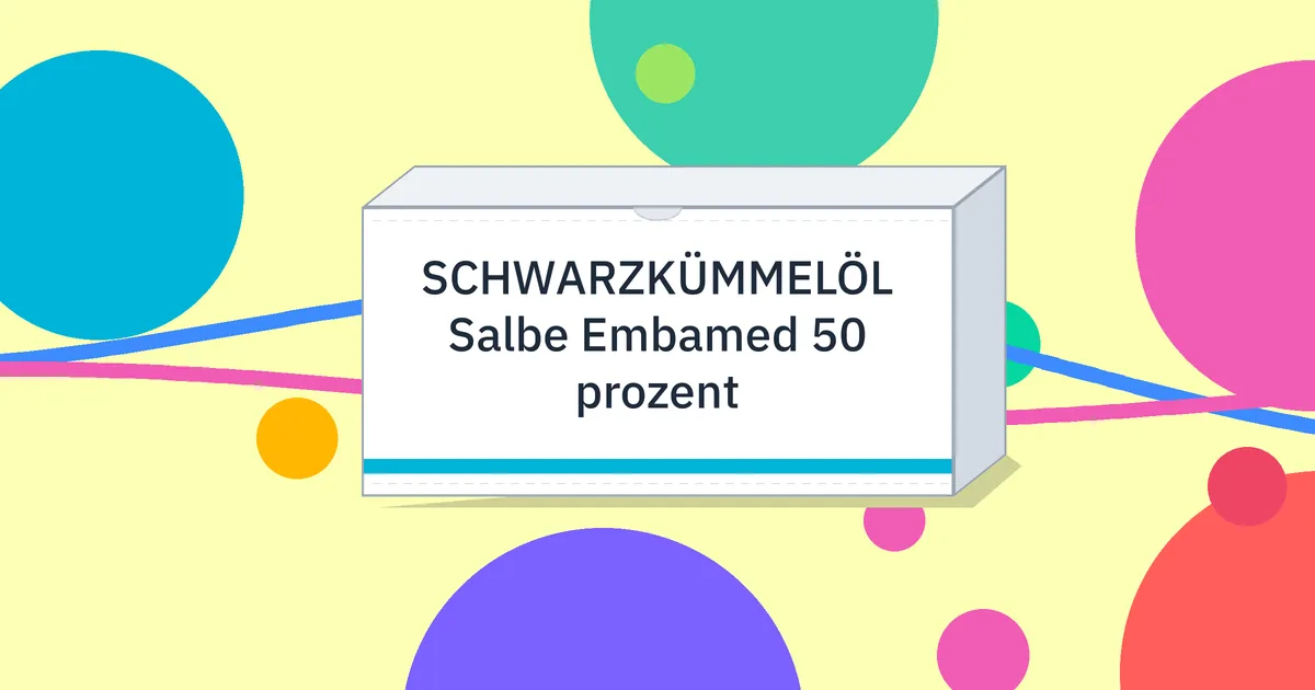 Symbolbild: Packung mit der Aufschrift SCHWARZKÜMMELÖL Salbe Embamed 50 prozent (PZN 10307343) – Verfügbarkeit und Bezug in Apotheken in Frankfurt am Main