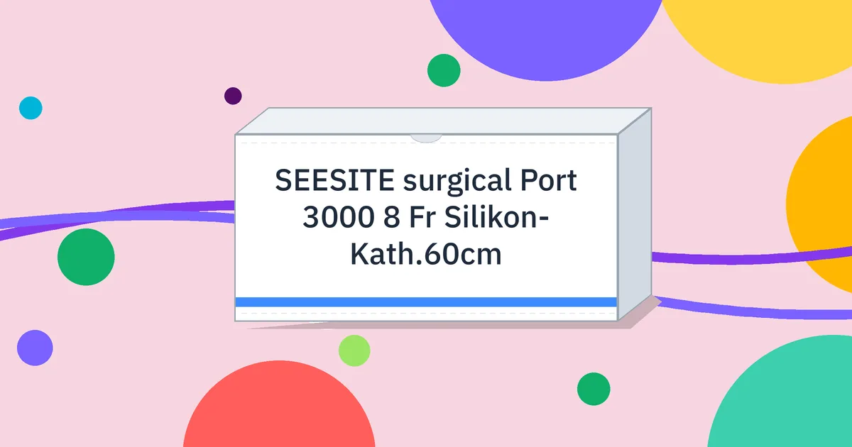Symbolbild: Packung mit der Aufschrift SEESITE surgical Port 3000 8 Fr Silikon-Kath.60cm (PZN 18494014) – Verfügbarkeit und Bezug in Apotheken in Frankfurt am Main