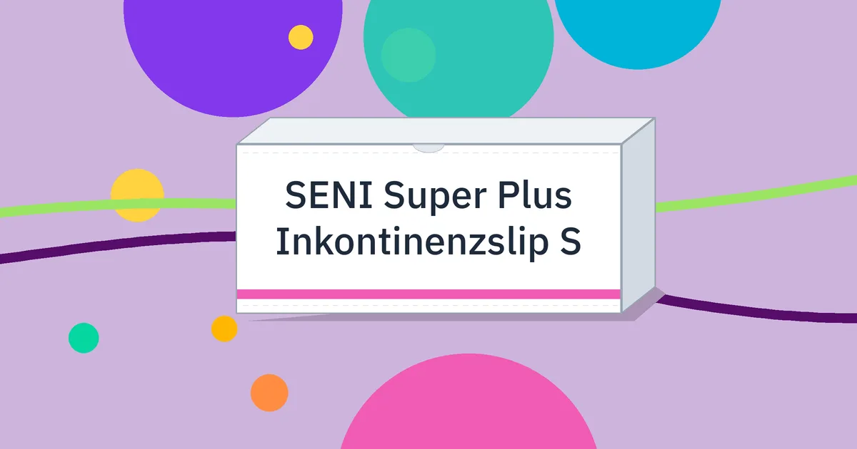 Symbolbild: Packung mit der Aufschrift SENI Super Plus Inkontinenzslip S (PZN 17268497) – Verfügbarkeit und Bezug in Apotheken in Frankfurt am Main