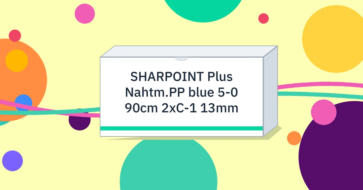 Symbolbild: Packung mit der Aufschrift SHARPOINT Plus Nahtm.PP blue 5-0 90cm 2xC-1 13mm (PZN 17986028) – Verfügbarkeit und Bezug in Apotheken in Frankfurt am Main