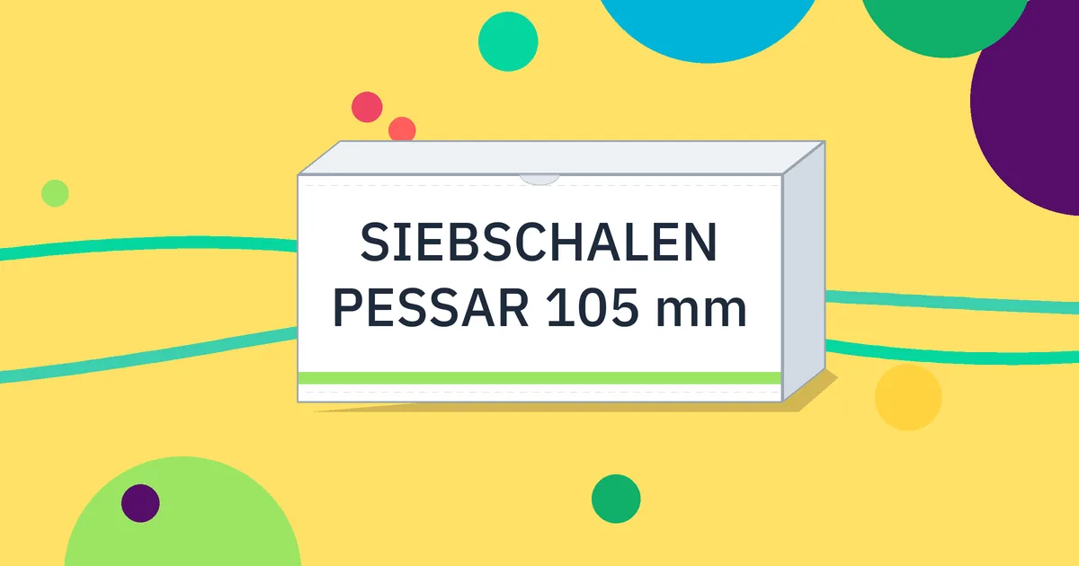 Symbolbild: Packung mit der Aufschrift SIEBSCHALEN PESSAR 105 mm (PZN 18719795) – Verfügbarkeit und Bezug in Apotheken in Frankfurt am Main