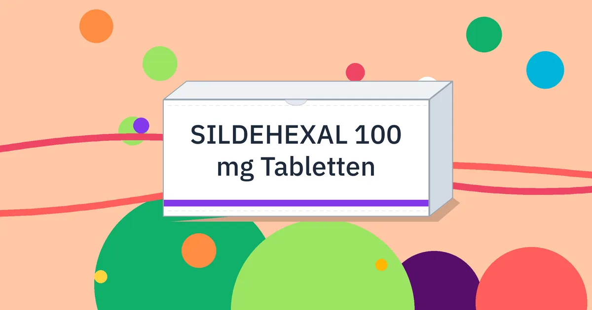 Symbolbild: Packung mit der Aufschrift SILDEHEXAL 100 mg Tabletten (PZN 01542950) – Verfügbarkeit und Bezug in Apotheken in Frankfurt am Main