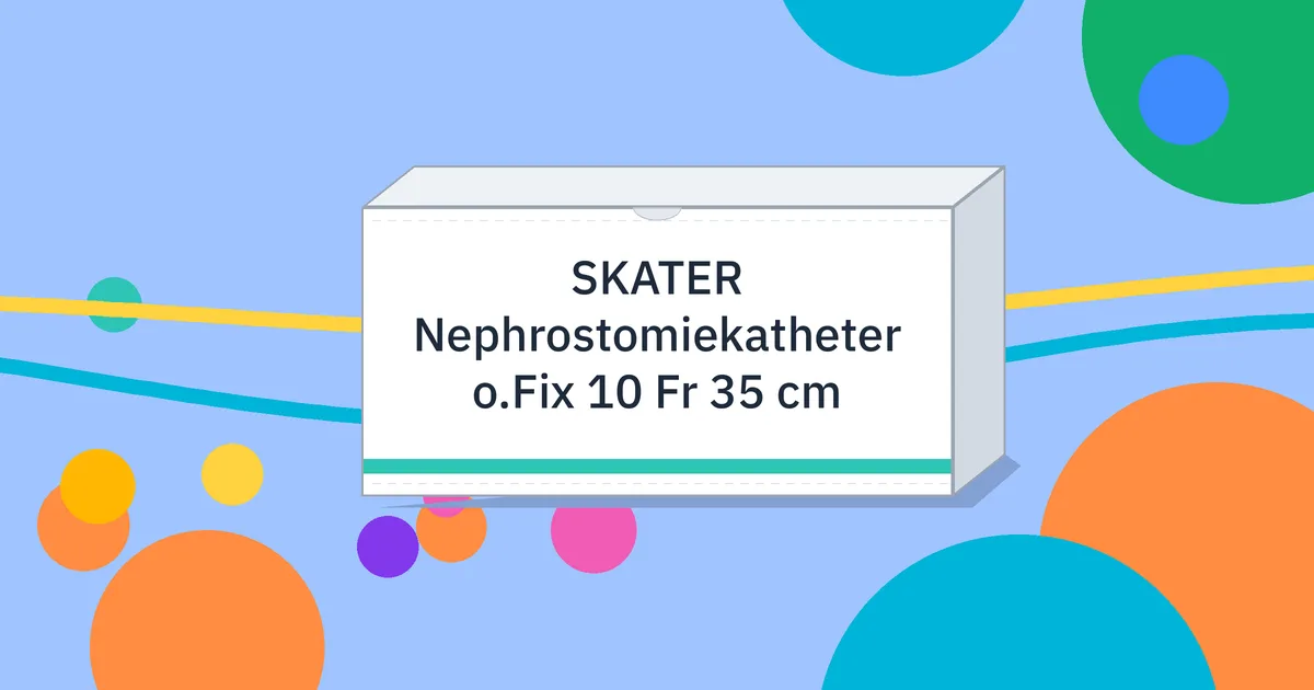 Symbolbild: Packung mit der Aufschrift SKATER Nephrostomiekatheter o.Fix 10 Fr 35 cm (PZN 06769865) – Verfügbarkeit und Bezug in Apotheken in Frankfurt am Main