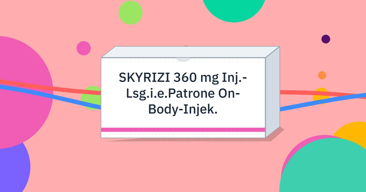 Symbolbild: Packung mit der Aufschrift SKYRIZI 360 mg Inj.-Lsg.i.e.Patrone On-Body-Injek. (PZN 18065017) – Verfügbarkeit und Bezug in Apotheken in Frankfurt am Main
