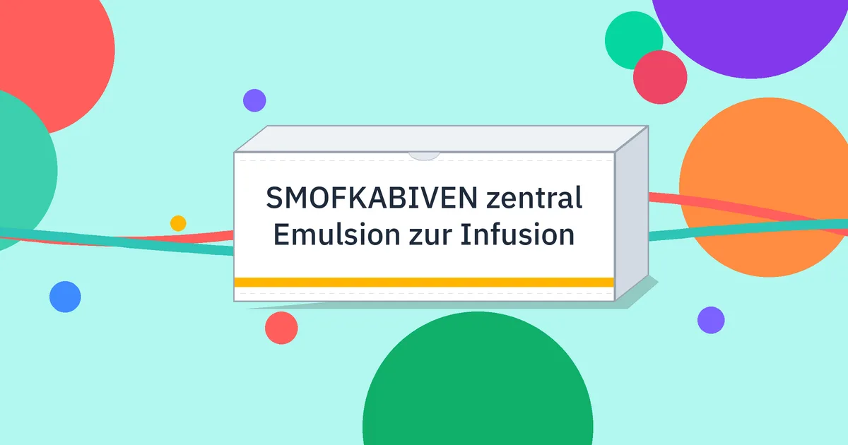 Symbolbild: Packung mit der Aufschrift SMOFKABIVEN zentral Emulsion zur Infusion (PZN 08401750) – Verfügbarkeit und Bezug in Apotheken in Frankfurt am Main