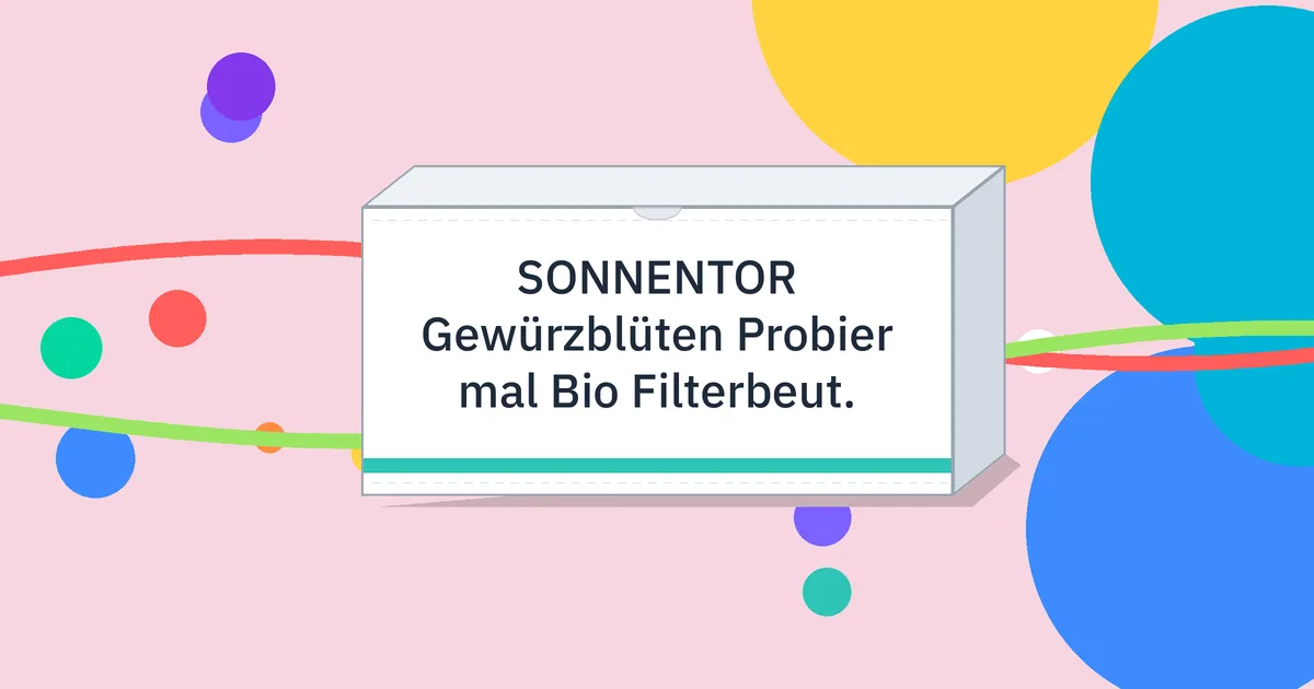 Symbolbild: Packung mit der Aufschrift SONNENTOR Gewürzblüten Probier mal Bio Filterbeut. (PZN 18903493) – Verfügbarkeit und Bezug in Apotheken in Frankfurt am Main