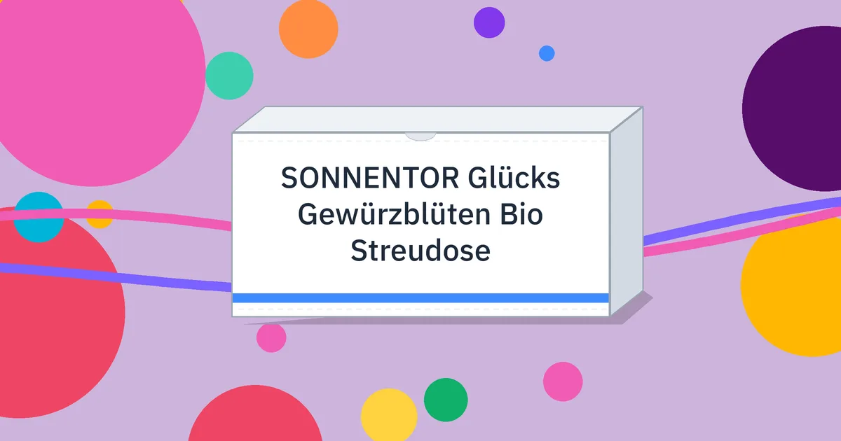 Symbolbild: Packung mit der Aufschrift SONNENTOR Glücks Gewürzblüten Bio Streudose (PZN 18902996) – Verfügbarkeit und Bezug in Apotheken in Frankfurt am Main