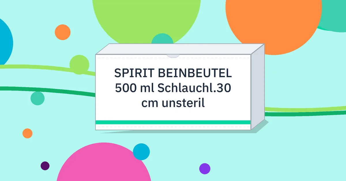 Symbolbild: Packung mit der Aufschrift SPIRIT BEINBEUTEL 500 ml Schlauchl.30 cm unsteril (PZN 12749789) – Verfügbarkeit und Bezug in Apotheken in Frankfurt am Main