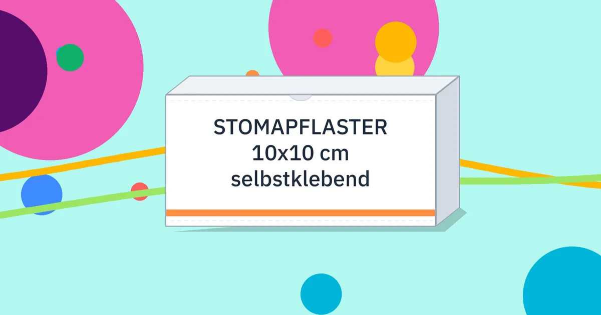 Symbolbild: Packung mit der Aufschrift STOMAPFLASTER 10x10 cm selbstklebend (PZN 16770326) – Verfügbarkeit und Bezug in Apotheken in Frankfurt am Main