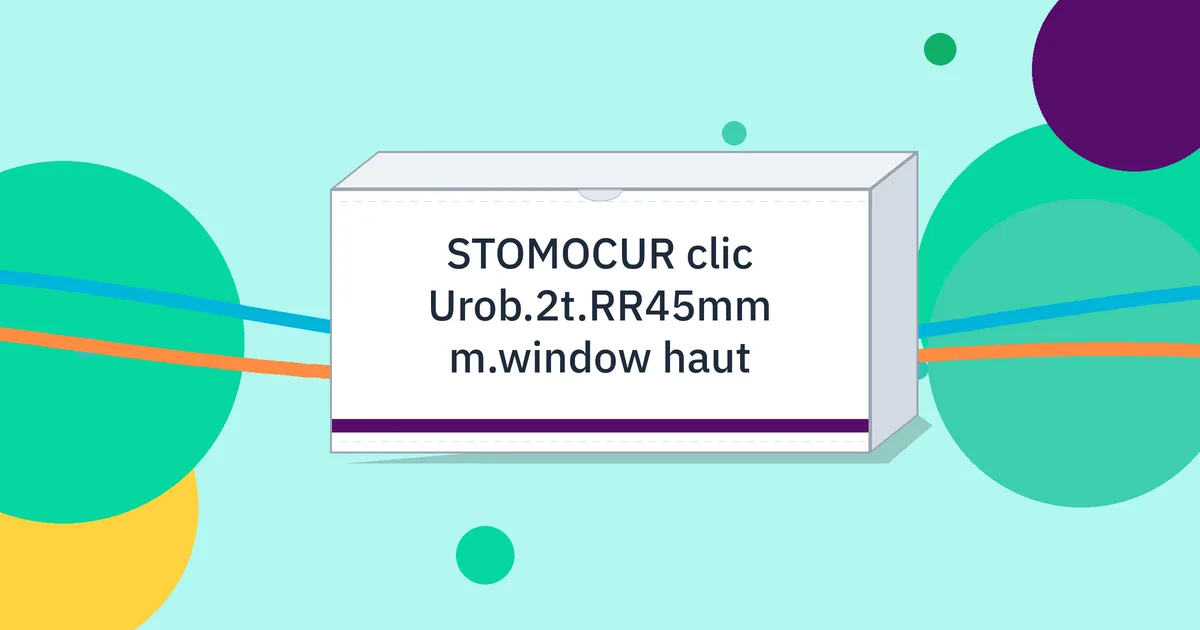 Symbolbild: Packung mit der Aufschrift STOMOCUR clic Urob.2t.RR45mm m.window haut (PZN 17206869) – Verfügbarkeit und Bezug in Apotheken in Frankfurt am Main
