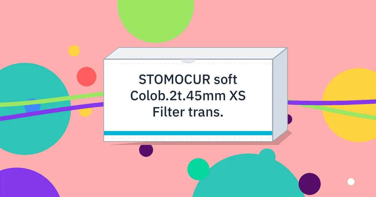 Symbolbild: Packung mit der Aufschrift STOMOCUR soft Colob.2t.45mm XS Filter trans. (PZN 16880262) – Verfügbarkeit und Bezug in Apotheken in Frankfurt am Main