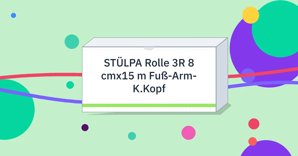 Symbolbild: Packung mit der Aufschrift STÜLPA Rolle 3R 8 cmx15 m Fuß-Arm-K.Kopf (PZN 18437571) – Verfügbarkeit und Bezug in Apotheken in Frankfurt am Main