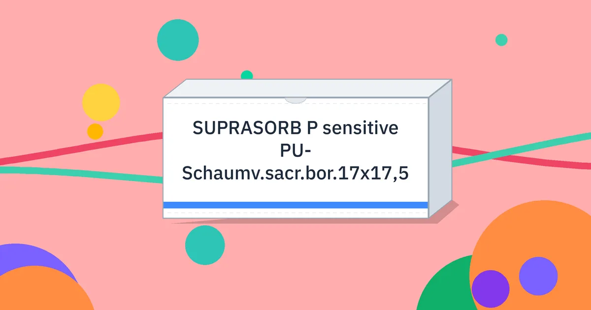 Symbolbild: Packung mit der Aufschrift SUPRASORB P sensitive PU-Schaumv.sacr.bor.17x17,5 (PZN 15785946) – Verfügbarkeit und Bezug in Apotheken in Frankfurt am Main