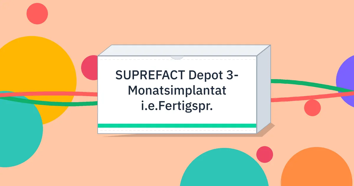 Symbolbild: Packung mit der Aufschrift SUPREFACT Depot 3-Monatsimplantat i.e.Fertigspr. (PZN 05960940) – Verfügbarkeit und Bezug in Apotheken in Frankfurt am Main