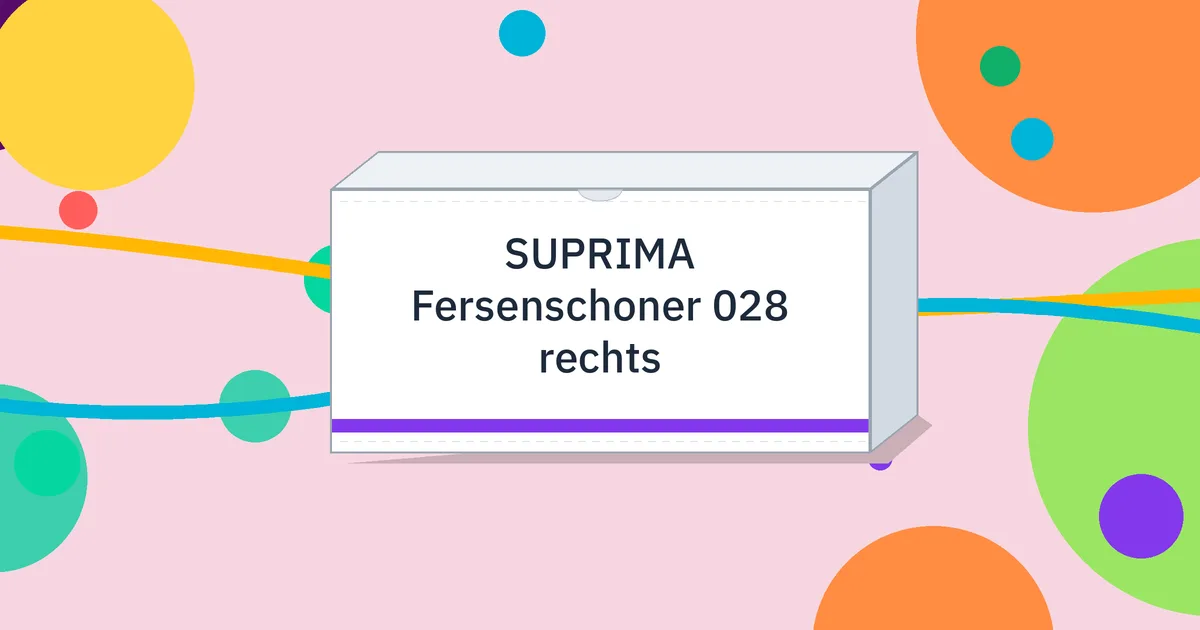 Symbolbild: Packung mit der Aufschrift SUPRIMA Fersenschoner 028 rechts (PZN 06319932) – Verfügbarkeit und Bezug in Apotheken in Frankfurt am Main