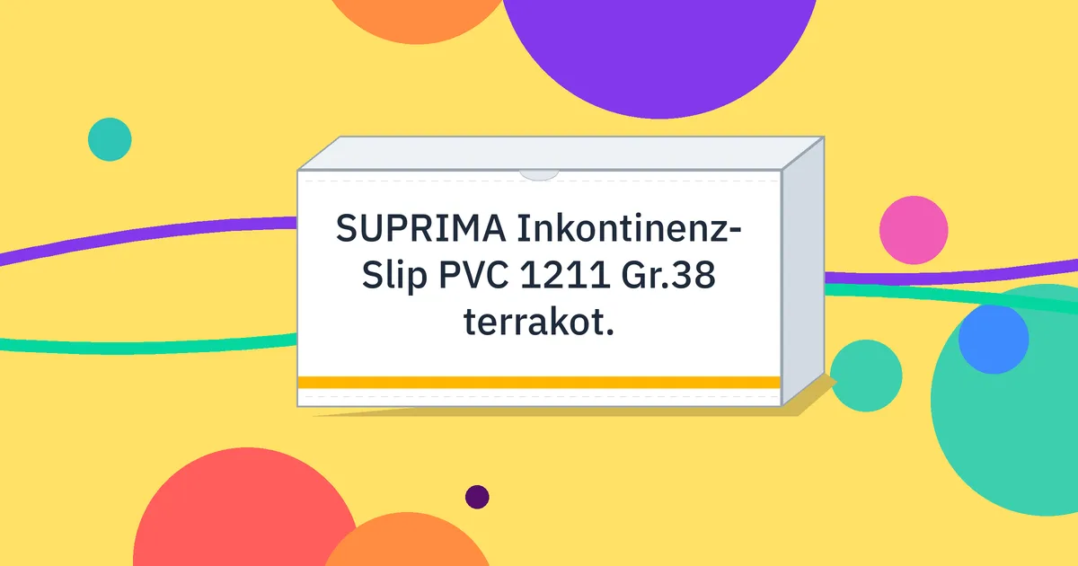Symbolbild: Packung mit der Aufschrift SUPRIMA Inkontinenz-Slip PVC 1211 Gr.38 terrakot. (PZN 05971352) – Verfügbarkeit und Bezug in Apotheken in Frankfurt am Main