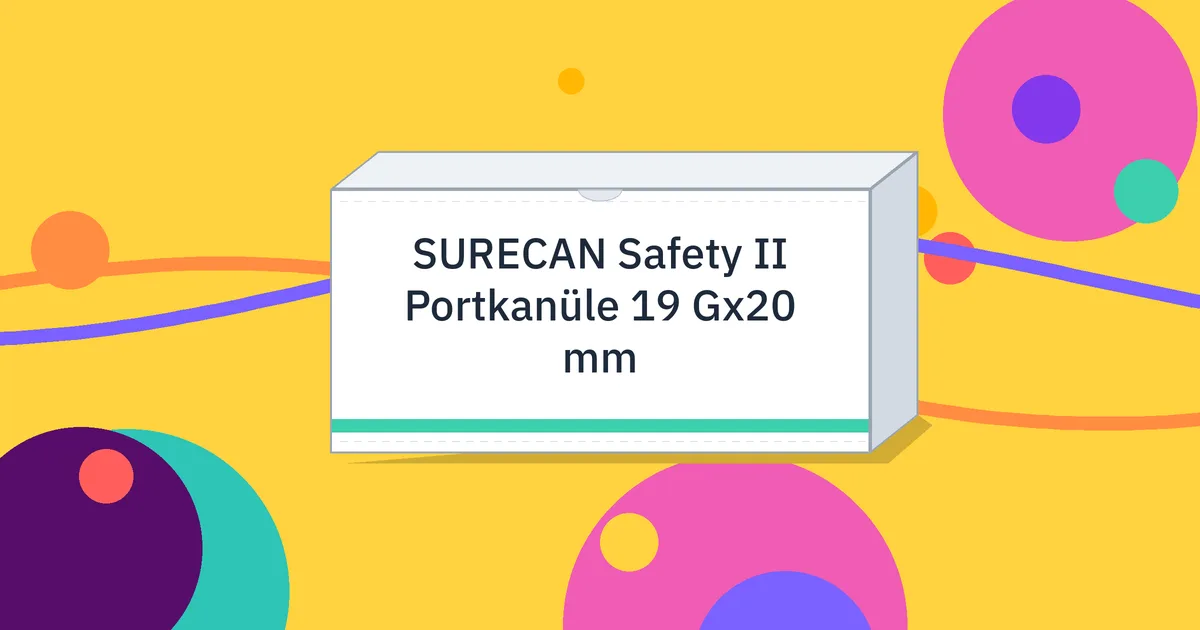 Symbolbild: Packung mit der Aufschrift SURECAN Safety II Portkanüle 19 Gx20 mm (PZN 07799785) – Verfügbarkeit und Bezug in Apotheken in Frankfurt am Main