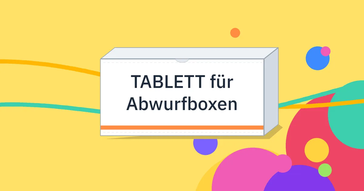 Symbolbild: Packung mit der Aufschrift TABLETT für Abwurfboxen (PZN 09107142) – Verfügbarkeit und Bezug in Apotheken in Frankfurt am Main