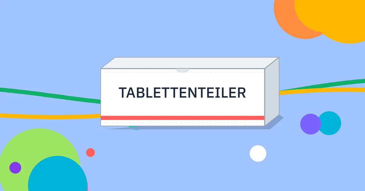 Symbolbild: Packung mit der Aufschrift TABLETTENTEILER (PZN 10997537) – Verfügbarkeit und Bezug in Apotheken in Frankfurt am Main