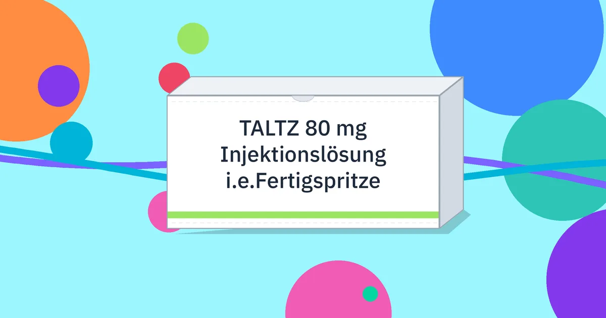 Symbolbild: Packung mit der Aufschrift TALTZ 80 mg Injektionslösung i.e.Fertigspritze (PZN 14294152) – Verfügbarkeit und Bezug in Apotheken in Frankfurt am Main