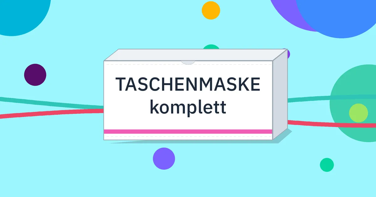 Symbolbild: Packung mit der Aufschrift TASCHENMASKE komplett (PZN 00608842) – Verfügbarkeit und Bezug in Apotheken in Frankfurt am Main