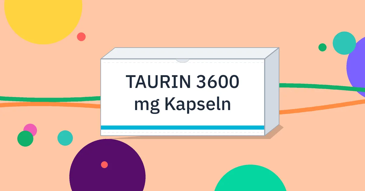 Symbolbild: Packung mit der Aufschrift TAURIN 3600 mg Kapseln (PZN 12372066) – Verfügbarkeit und Bezug in Apotheken in Frankfurt am Main