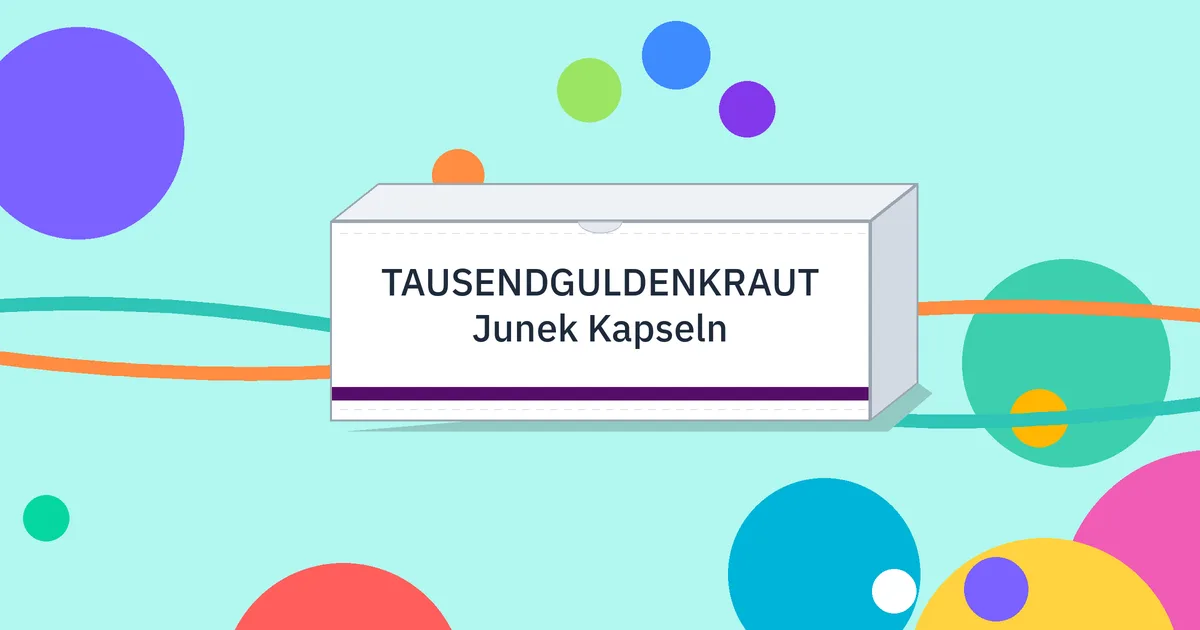 Symbolbild: Packung mit der Aufschrift TAUSENDGULDENKRAUT Junek Kapseln (PZN 10053227) – Verfügbarkeit und Bezug in Apotheken in Frankfurt am Main