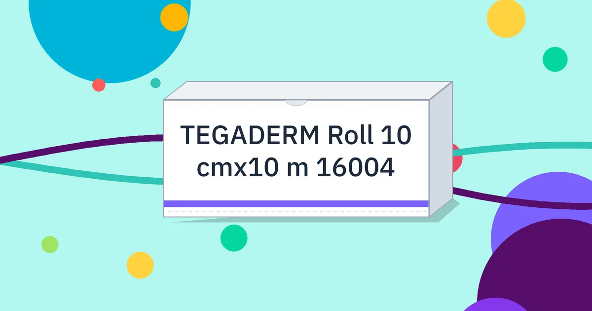 Symbolbild: Packung mit der Aufschrift TEGADERM Roll 10 cmx10 m 16004 (PZN 18438820) – Verfügbarkeit und Bezug in Apotheken in Frankfurt am Main