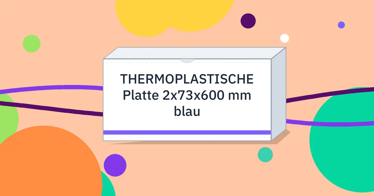 Symbolbild: Packung mit der Aufschrift THERMOPLASTISCHE Platte 2x73x600 mm blau (PZN 11550092) – Verfügbarkeit und Bezug in Apotheken in Frankfurt am Main