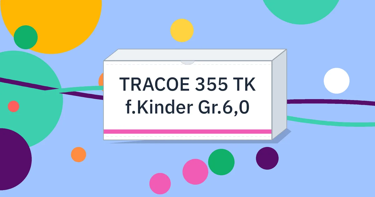 Symbolbild: Packung mit der Aufschrift TRACOE 355 TK f.Kinder Gr.6,0 (PZN 02362902) – Verfügbarkeit und Bezug in Apotheken in Frankfurt am Main
