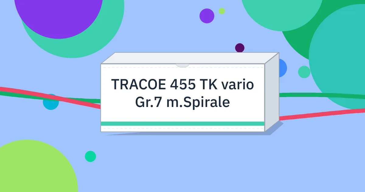 Symbolbild: Packung mit der Aufschrift TRACOE 455 TK vario Gr.7 m.Spirale (PZN 02363770) – Verfügbarkeit und Bezug in Apotheken in Frankfurt am Main