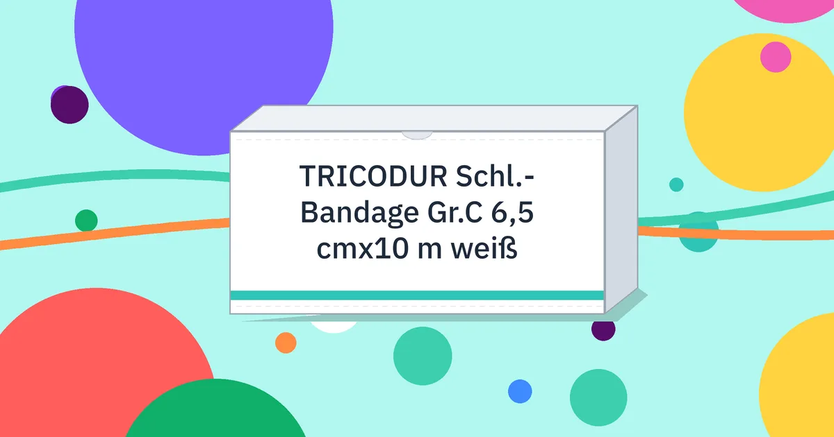 Symbolbild: Packung mit der Aufschrift TRICODUR Schl.-Bandage Gr.C 6,5 cmx10 m weiß (PZN 02153995) – Verfügbarkeit und Bezug in Apotheken in Frankfurt am Main