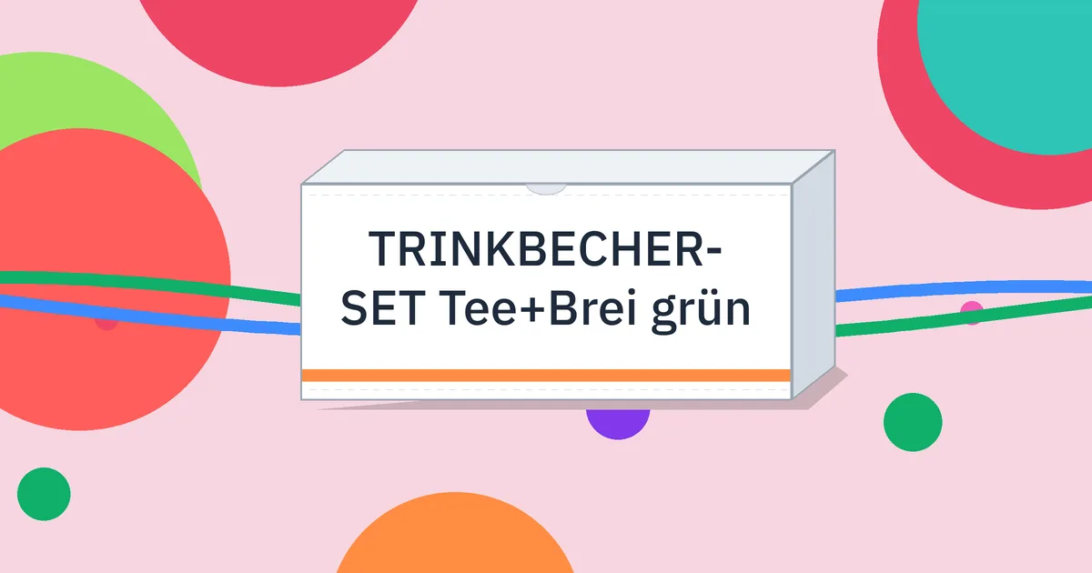 Symbolbild: Packung mit der Aufschrift TRINKBECHER-SET Tee+Brei grün (PZN 08454108) – Verfügbarkeit und Bezug in Apotheken in Frankfurt am Main